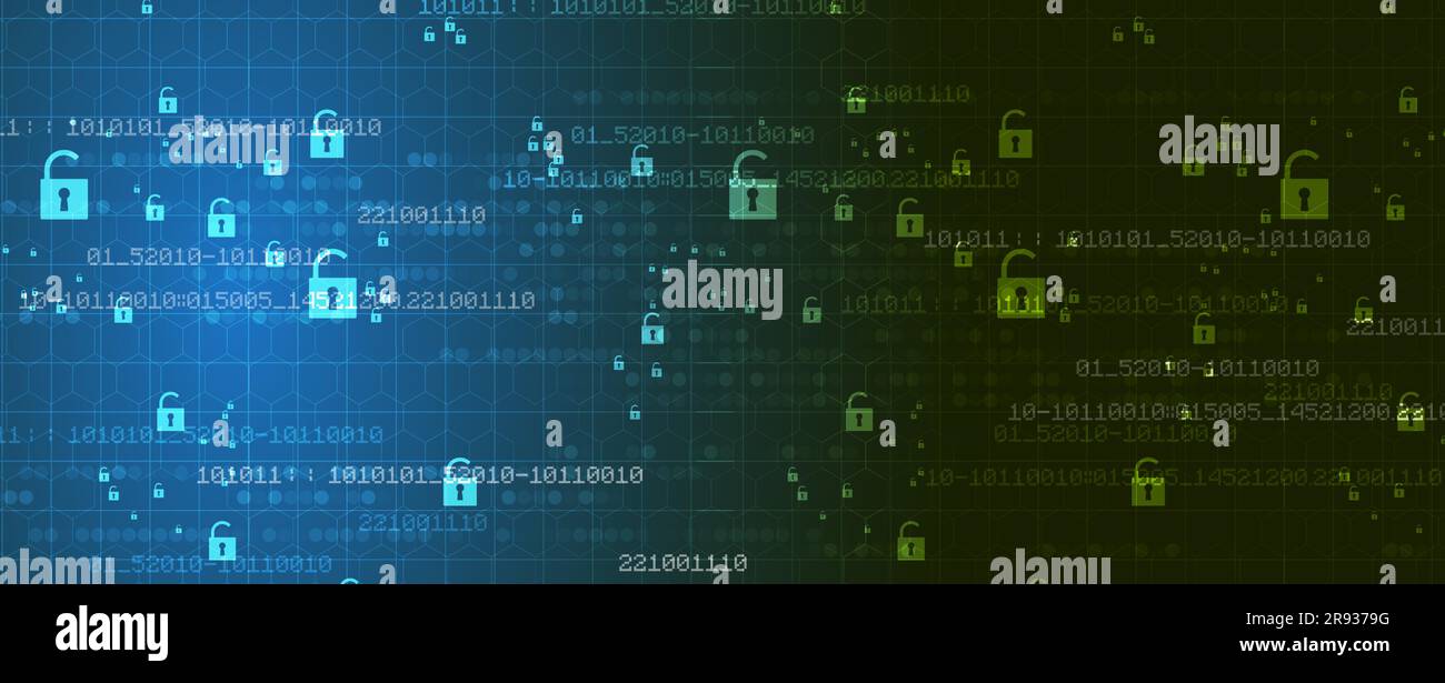 internet digital syber security technology concept for business background. Lock on circuit ...