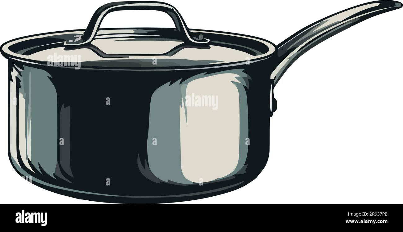 Stainless steel cooking pan with metal handle over white Stock Vector ... Stainless steel cooking pan with metal handle over white Stock Vector ...