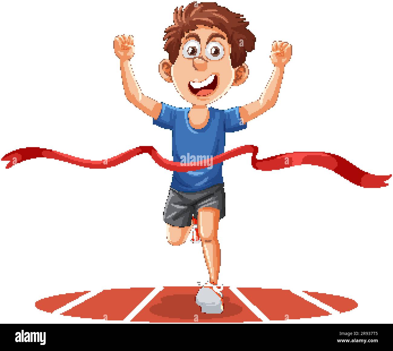 Energetic Runner Man Crossing the Finish Line illustration Stock Vector Image & Art - Alamy