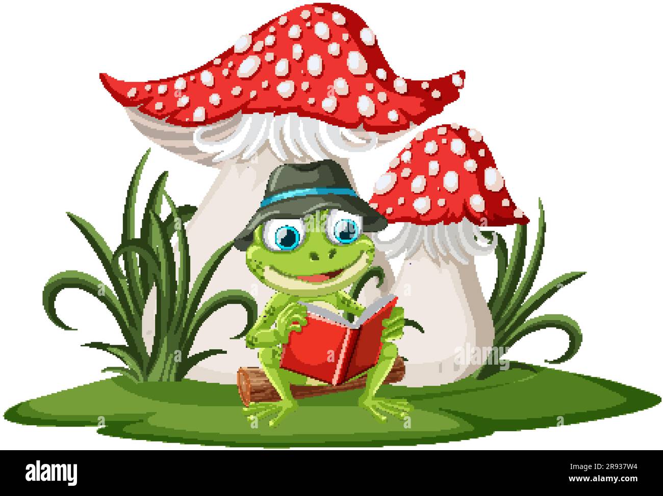 Green Frog Reading Book illustration Stock Vector Image & Art - Alamy