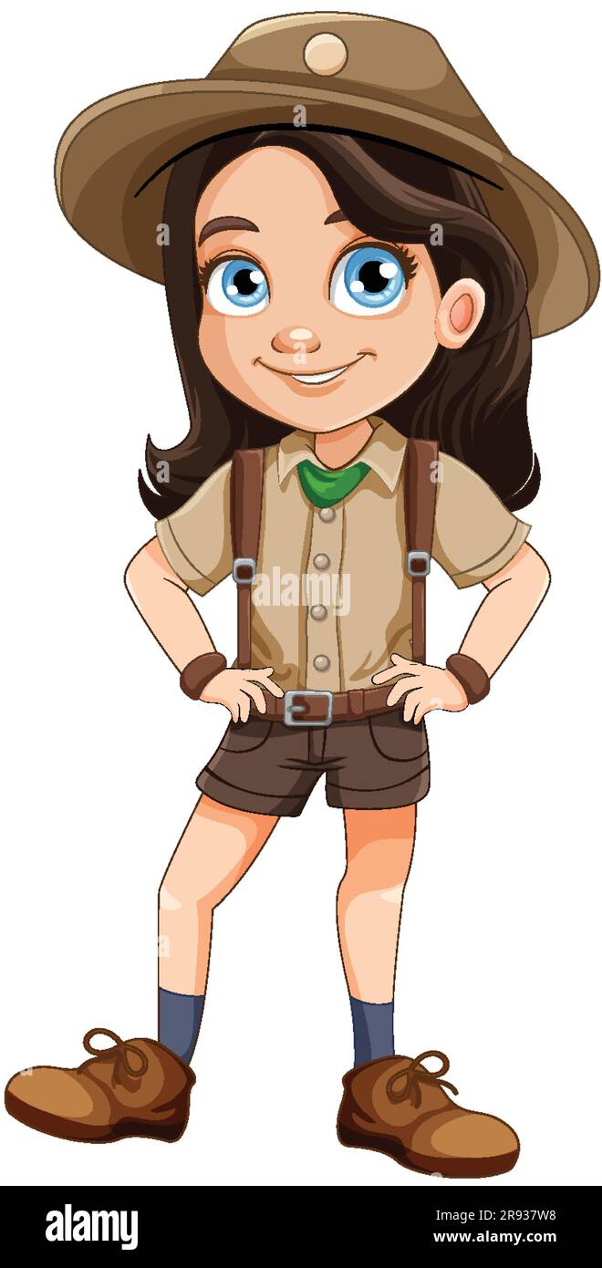 Girl scout in uniform cartoon character illustration Stock Vector Image ...