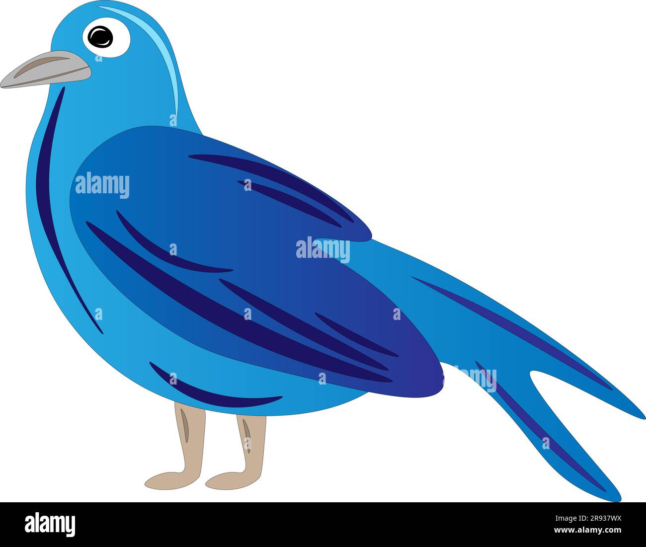 Beautiful blue bird on a white background, children's drawing Stock ...