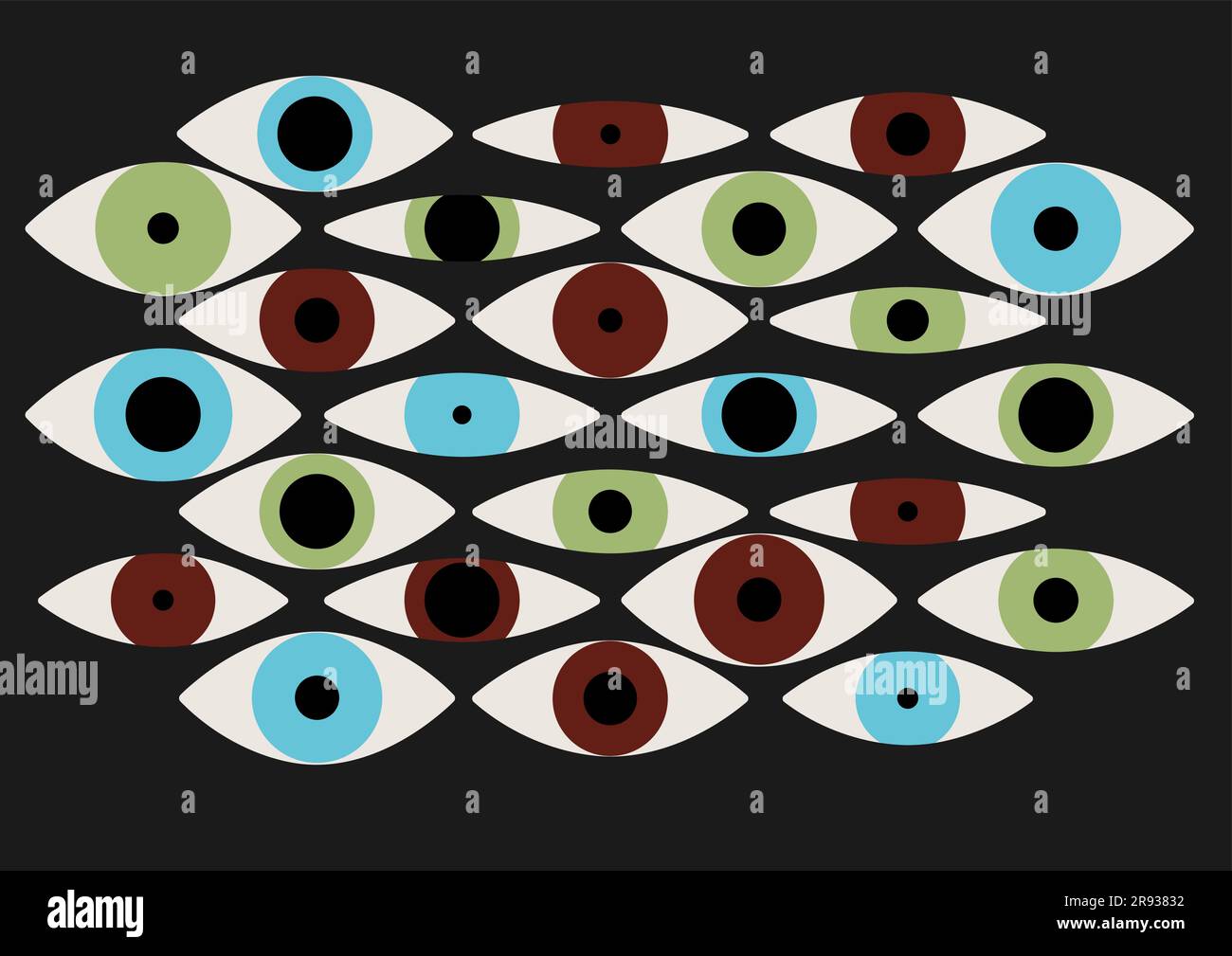 Eye pattern and background. Vector eyes of different ethnicity and ...