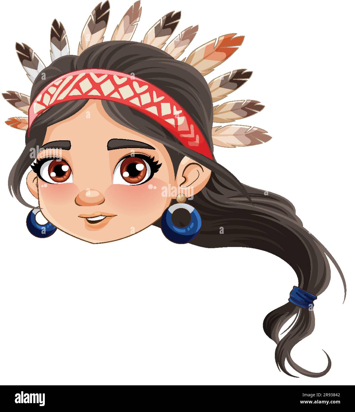 Female Native American cartoon head illustration Stock Vector Image ...
