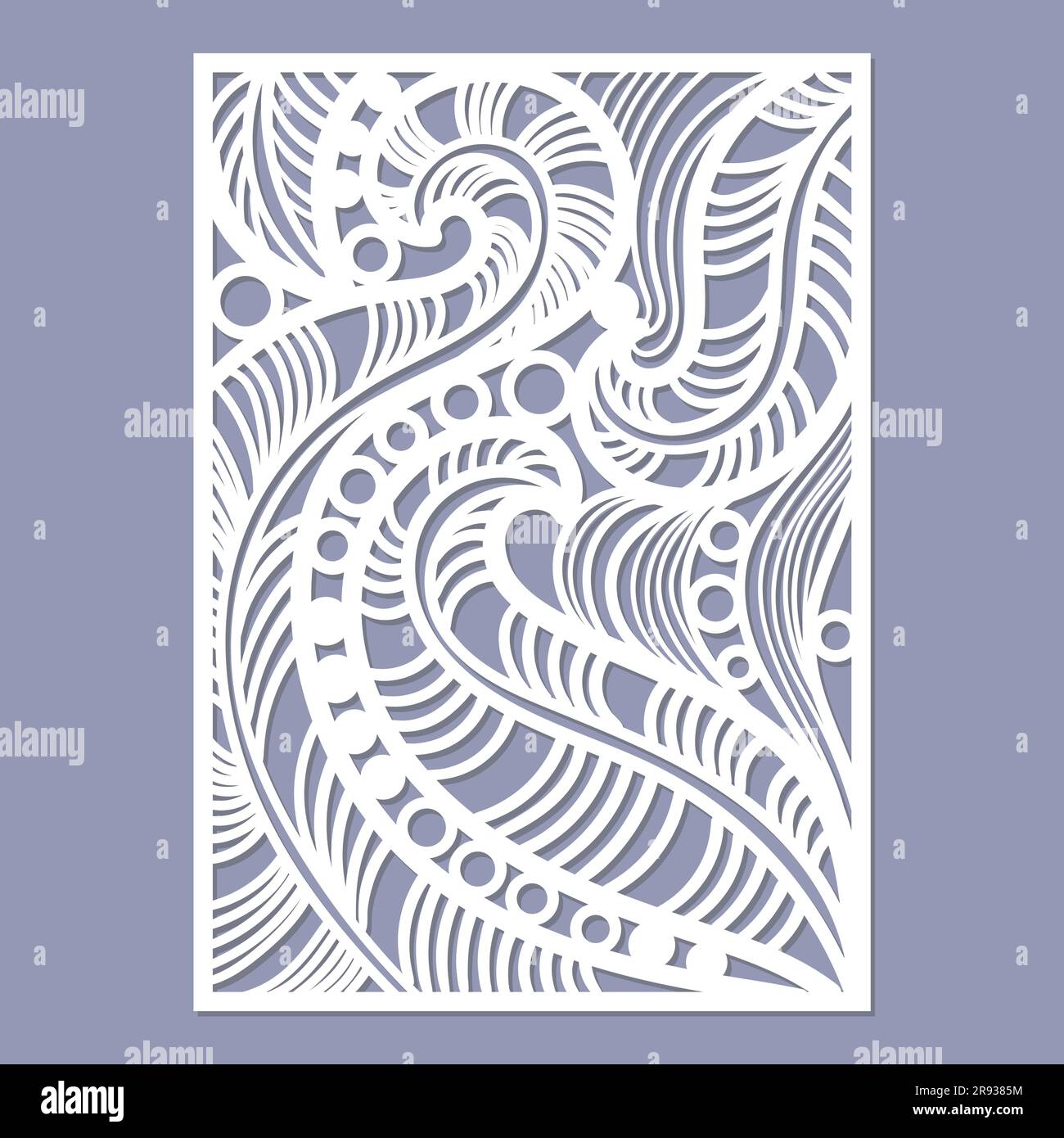 Wedding card with abstract plants. Template for laser cutting of paper ...