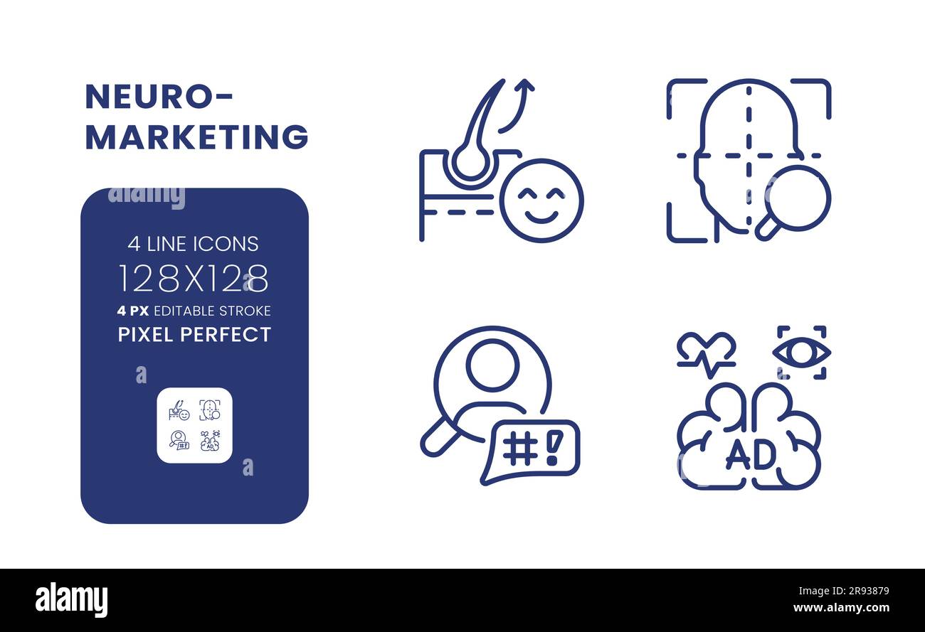 Neuromarketing Linear Desktop Icons Set Stock Vector Image And Art Alamy