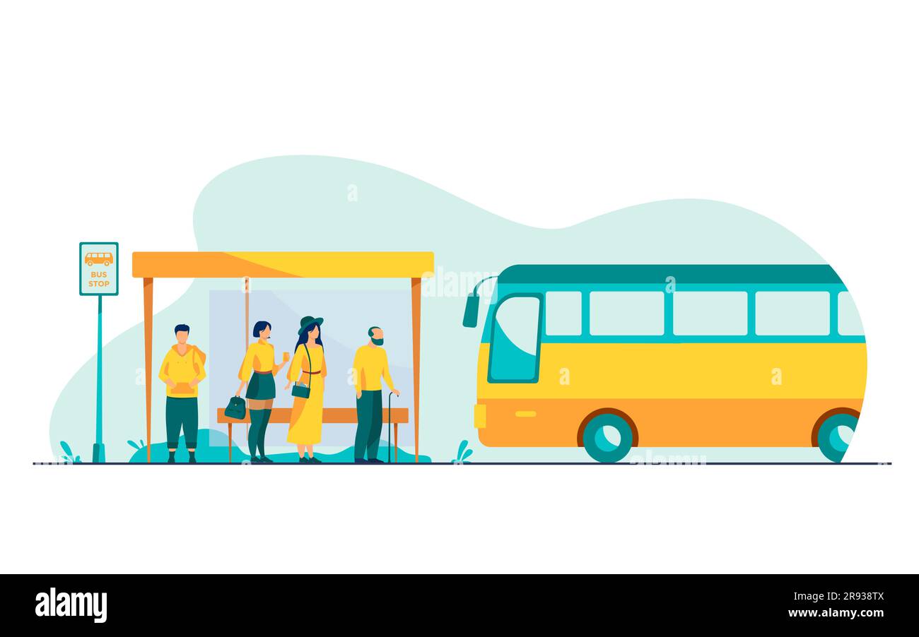 Passengers waiting for public transport at bus stop Stock Vector Image ...