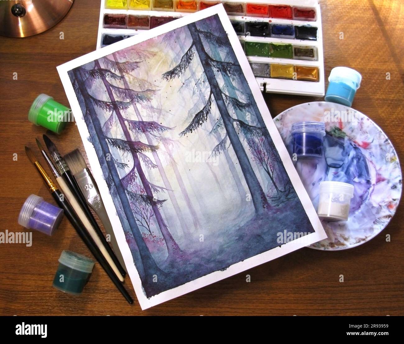 Watercolor drawing tree artist hi-res stock photography and images - Alamy