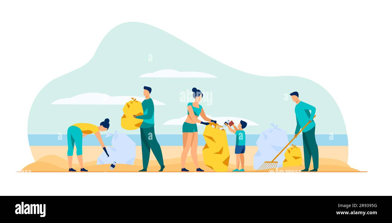 Eco volunteers cleaning sea Stock Vector Image & Art - Alamy