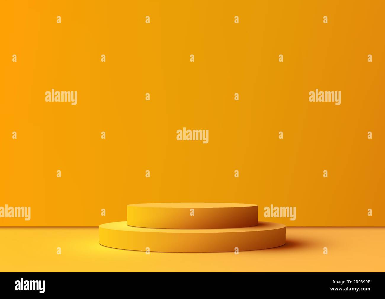 3D realistic empty yellow podium stand on yellow background. Use for ...