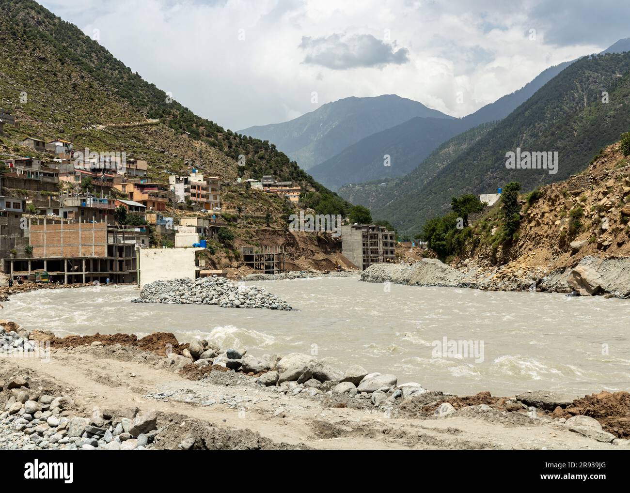 The flood in river swat had left broken and damage structures in the ...