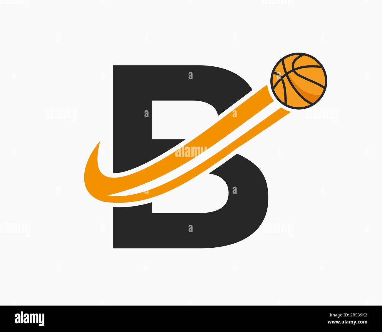 Initial Letter B Basketball Logo Concept With Moving Basketball Icon ...