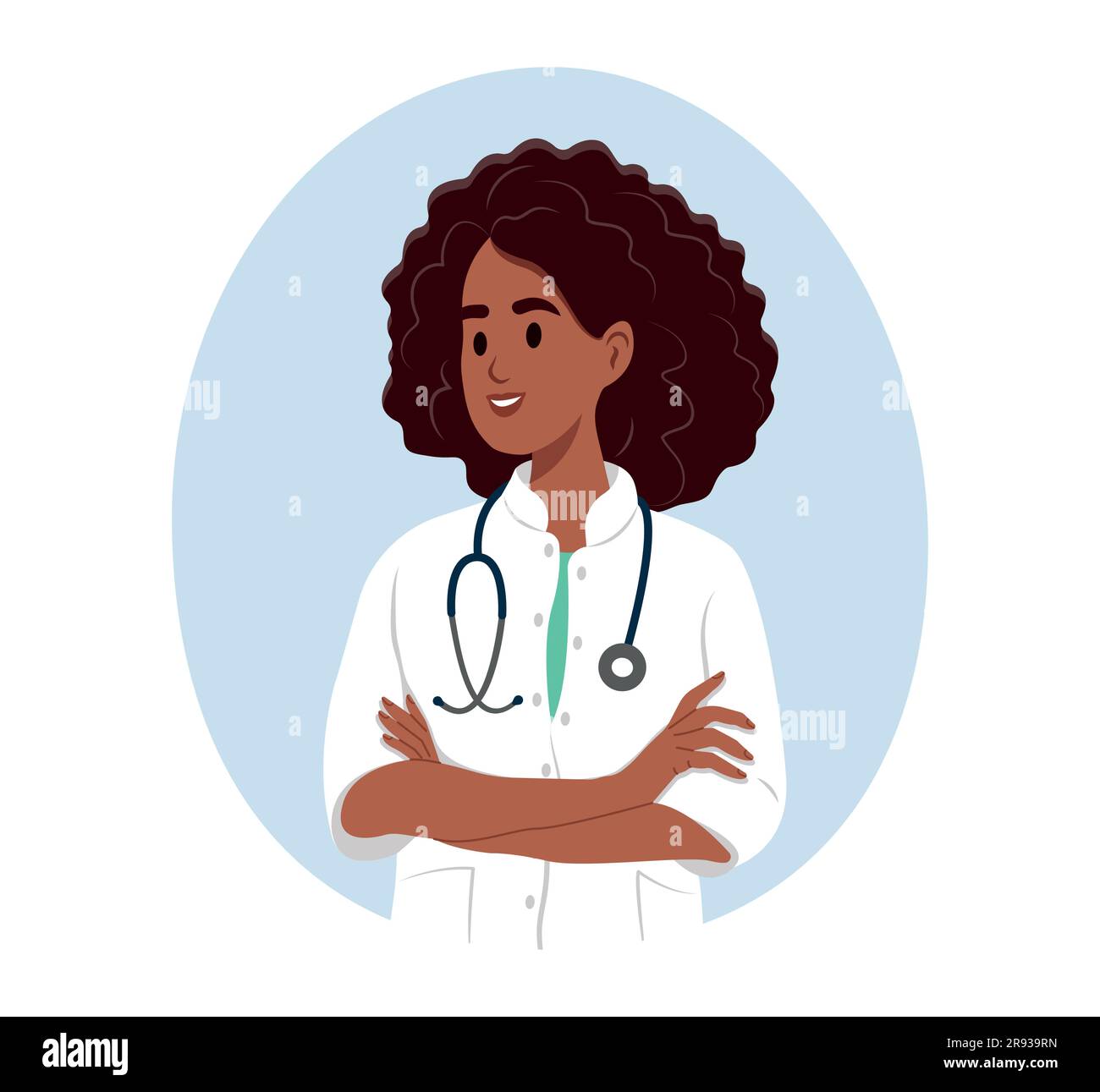 Avatar of a smiling black female doctor, medical worker Stock Vector ...
