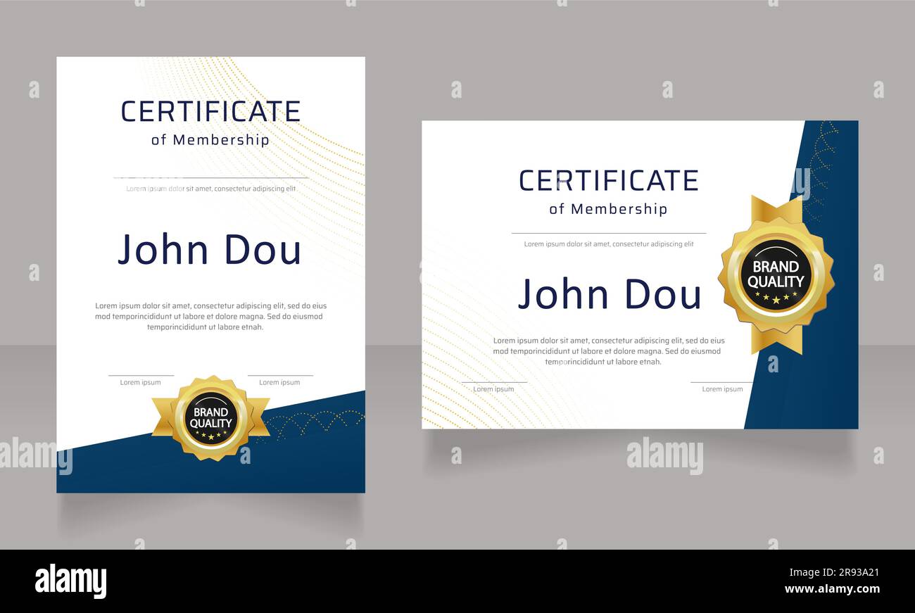 Business club membership certificate design template set Stock Vector ...