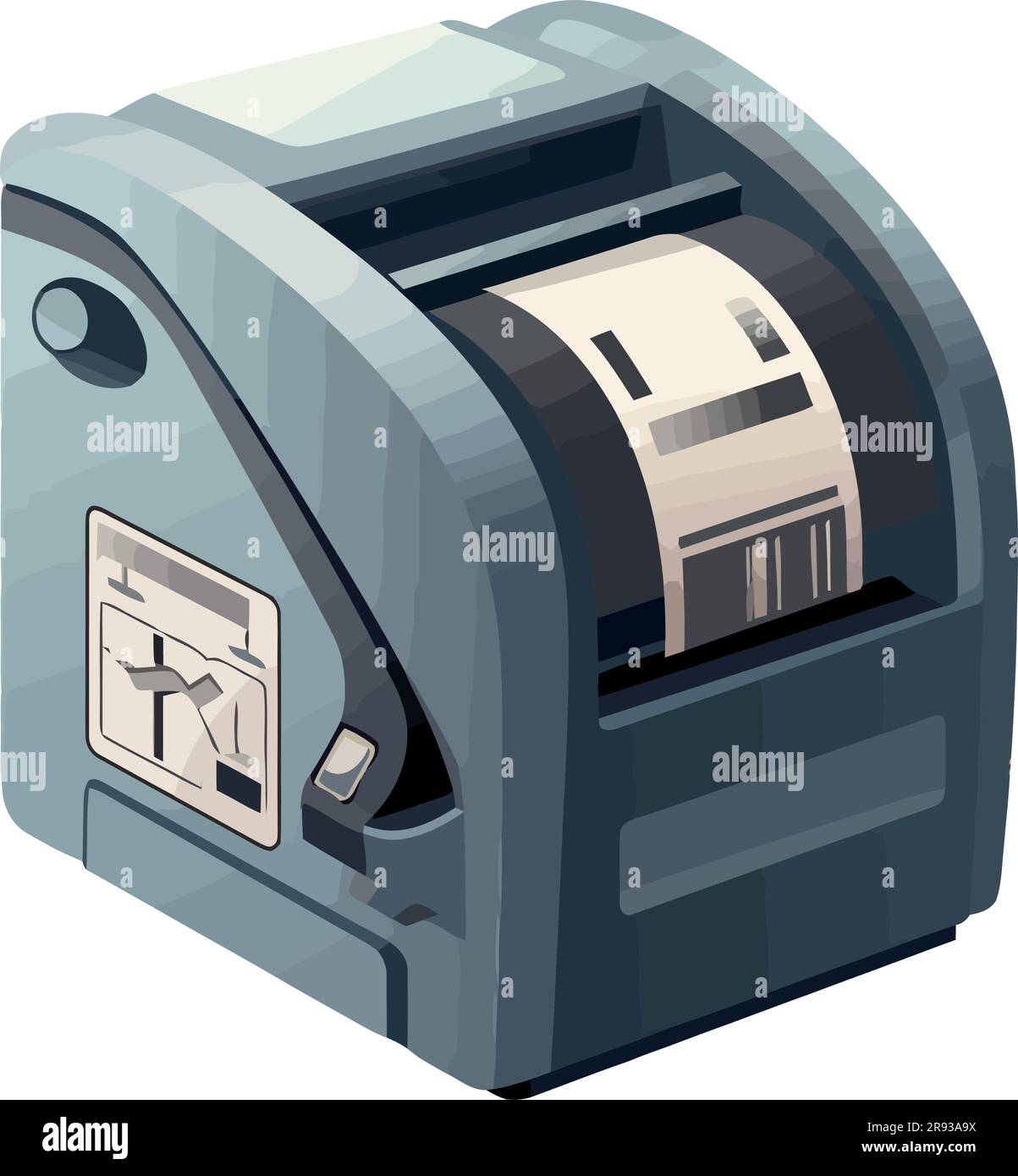 Modern printer prints document with electricity over white Stock Vector ...