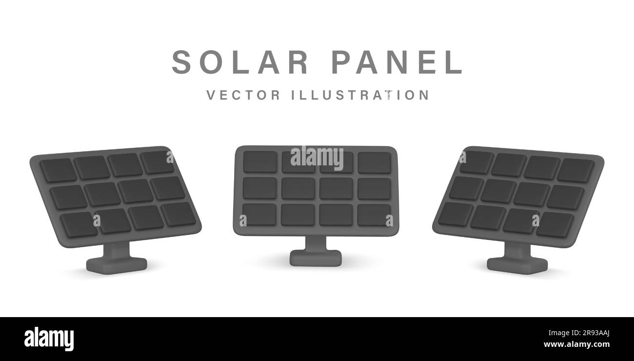 3d realistic solar power station panel. Green and alternative eco ...