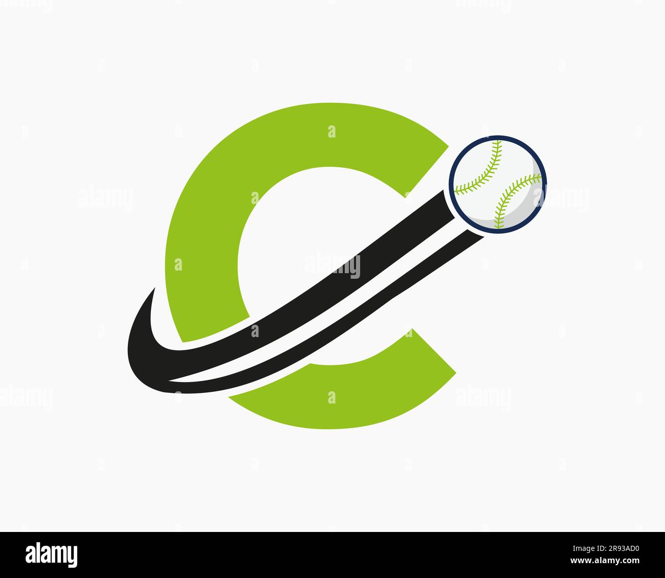 Initial Letter C Baseball Logo Concept With Moving Baseball Icon Vector ...