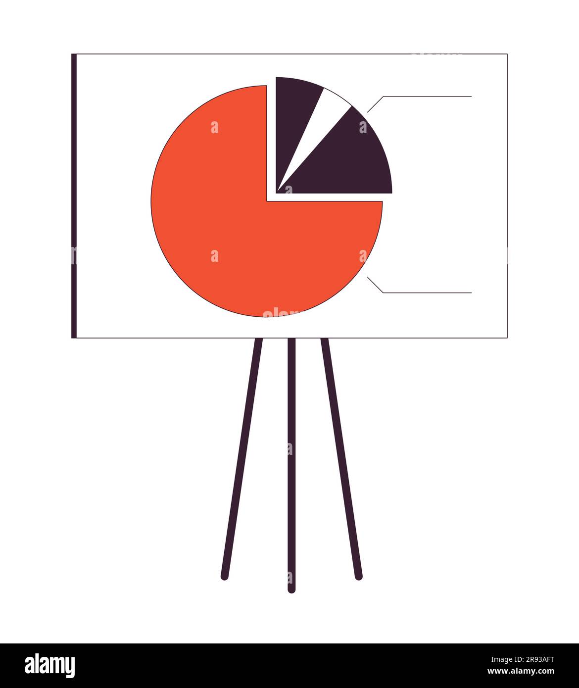 Easel stand for display board with pie chart flat line color isolated ...
