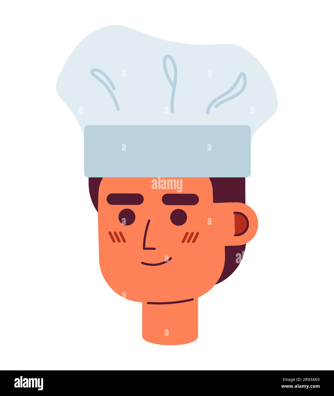 Cheerful caucasian young man in chef hat semi flat vector character ...