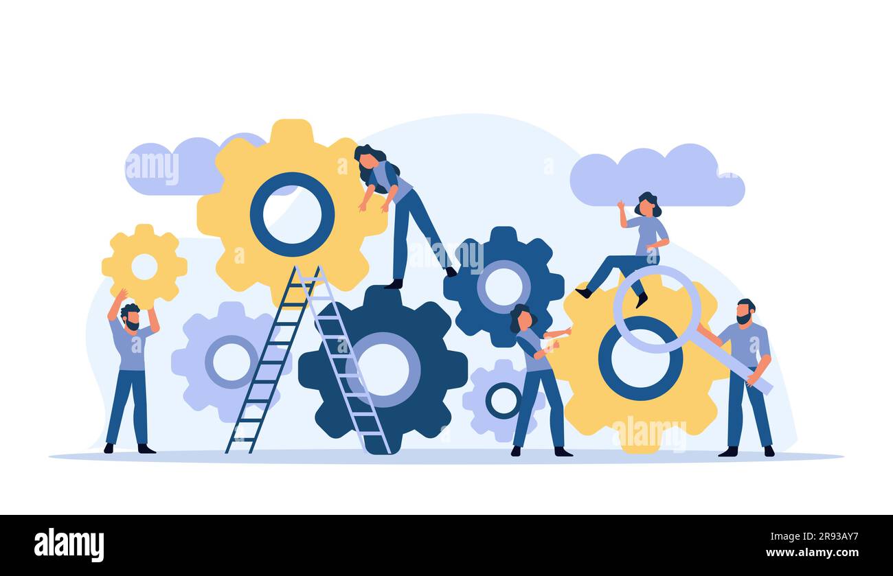 Man and woman business organization with circle gear vector concept ...