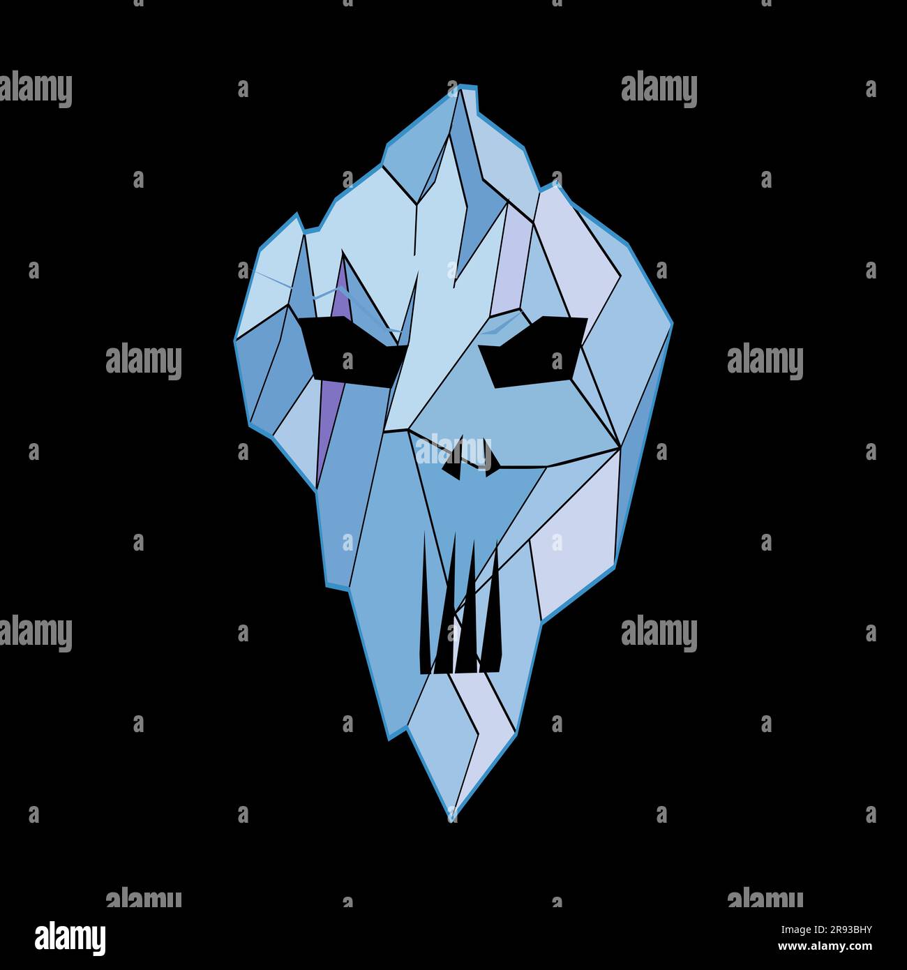 frozen skull t-shirt design isolated on black. vector illustration for ...