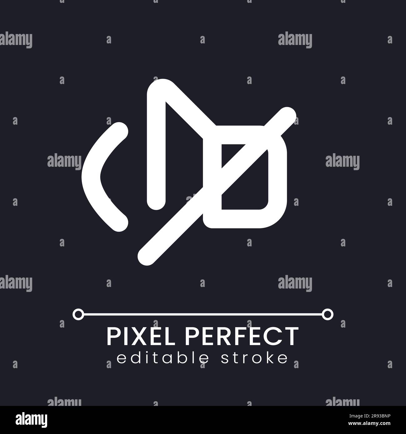 Mute sound pixel perfect white linear ui icon for dark theme Stock ...