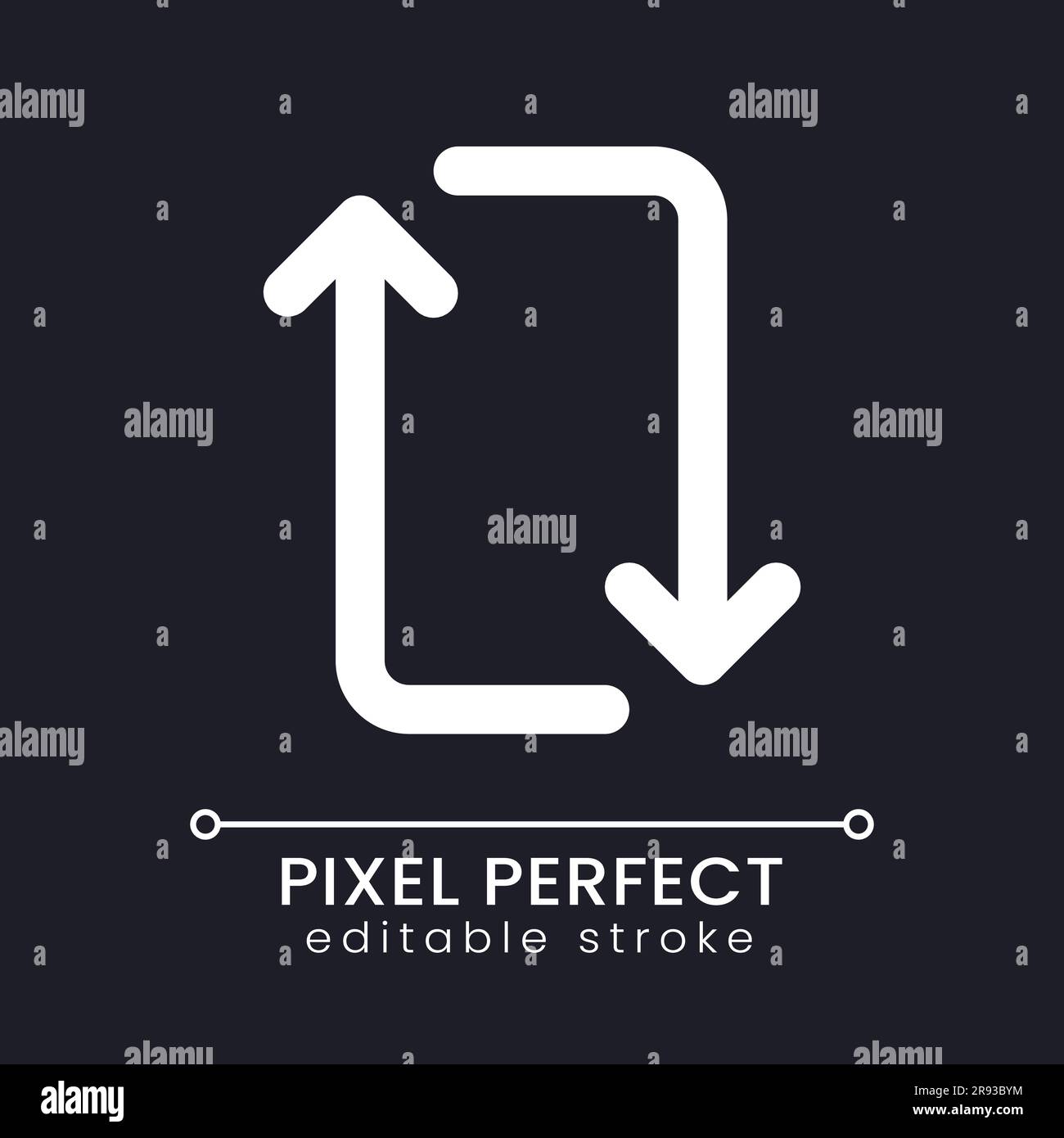 Repeat Pixel Perfect White Linear Ui Icon For Dark Theme Stock Vector
