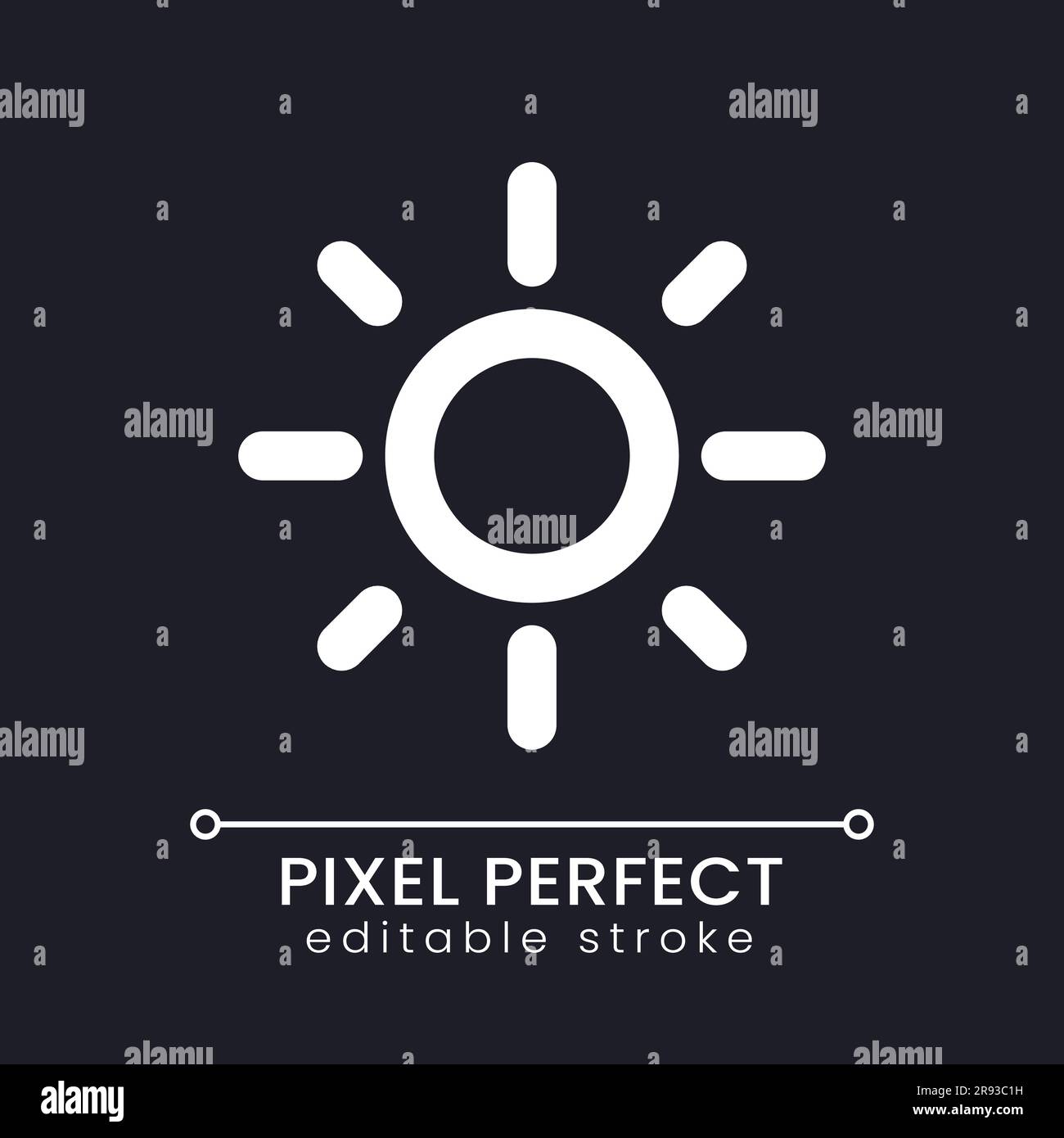 Brightness pixel perfect white linear ui icon for dark theme Stock ...