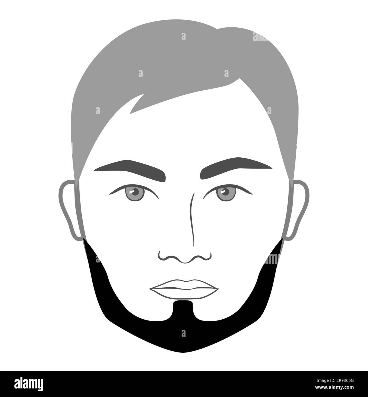 Brett Beard style men in face illustration Facial hair. Vector grey ...