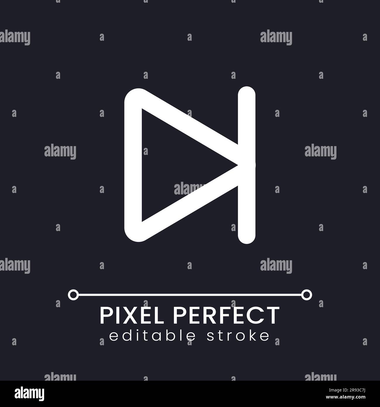 Skip to end pixel perfect white linear ui icon for dark theme Stock ...