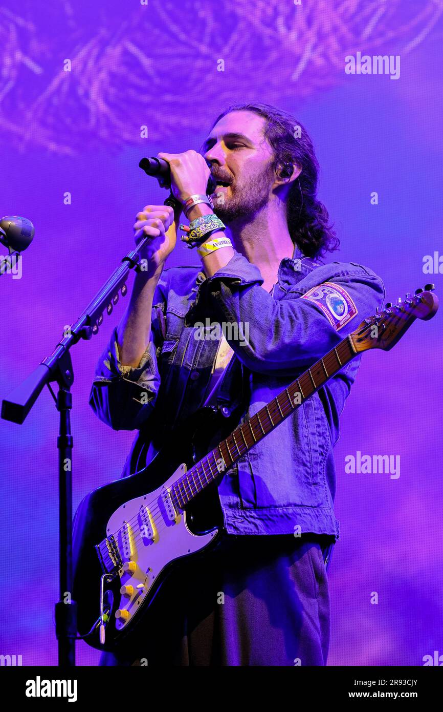 Pilton, UK. 23rd June, 2023. Irish musician, singer-songwriter Andrew John Hozier-Byrne known ...