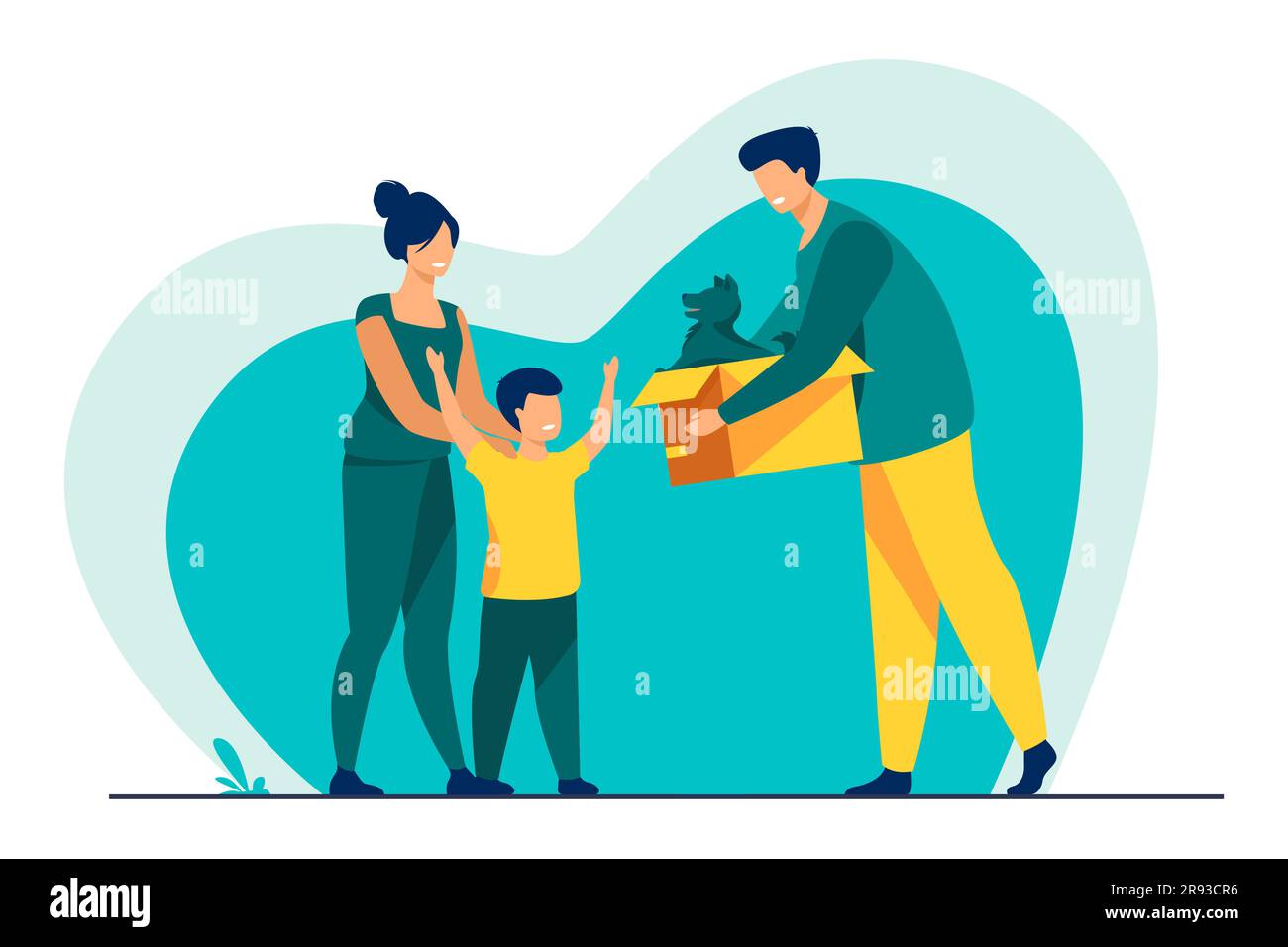 Happy family with child adopting pet Stock Vector Image & Art - Alamy
