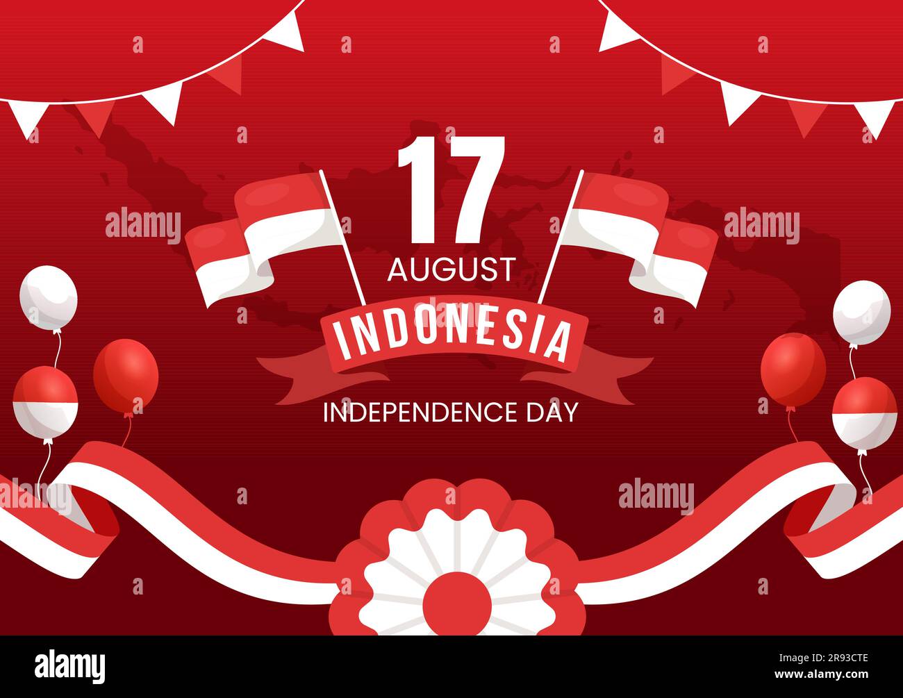 Indonesia Independence Day Vector Illustration on 17 August with ...