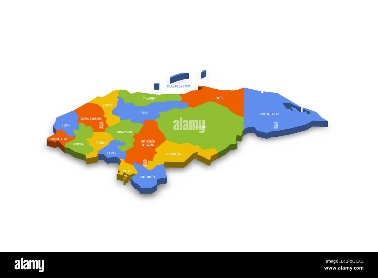 Honduras political map of administrative divisions - departments ...