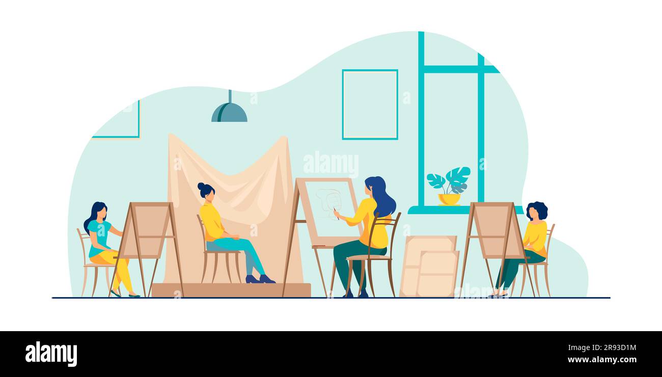 Model posing for art workshop Stock Vector Image & Art - Alamy