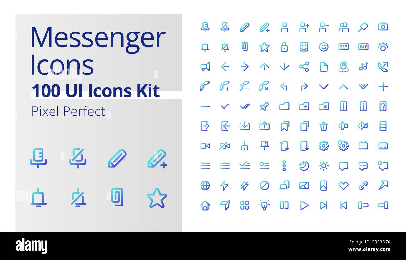 Messenger Application Pixel Perfect Gradient Linear Ui Icons Kit Stock Vector Image And Art Alamy