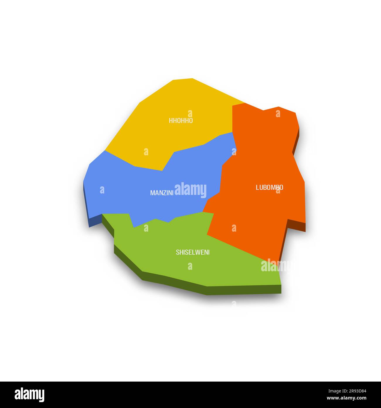 Eswatini political map of administrative divisions - regions. Colorful ...