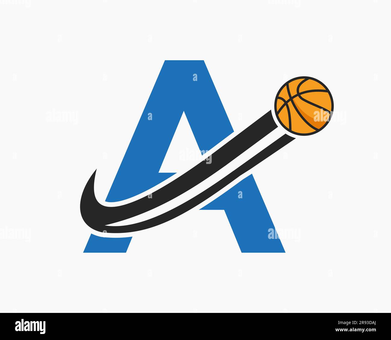 Initial Letter A Basketball Logo Concept With Moving Basketball Icon ...