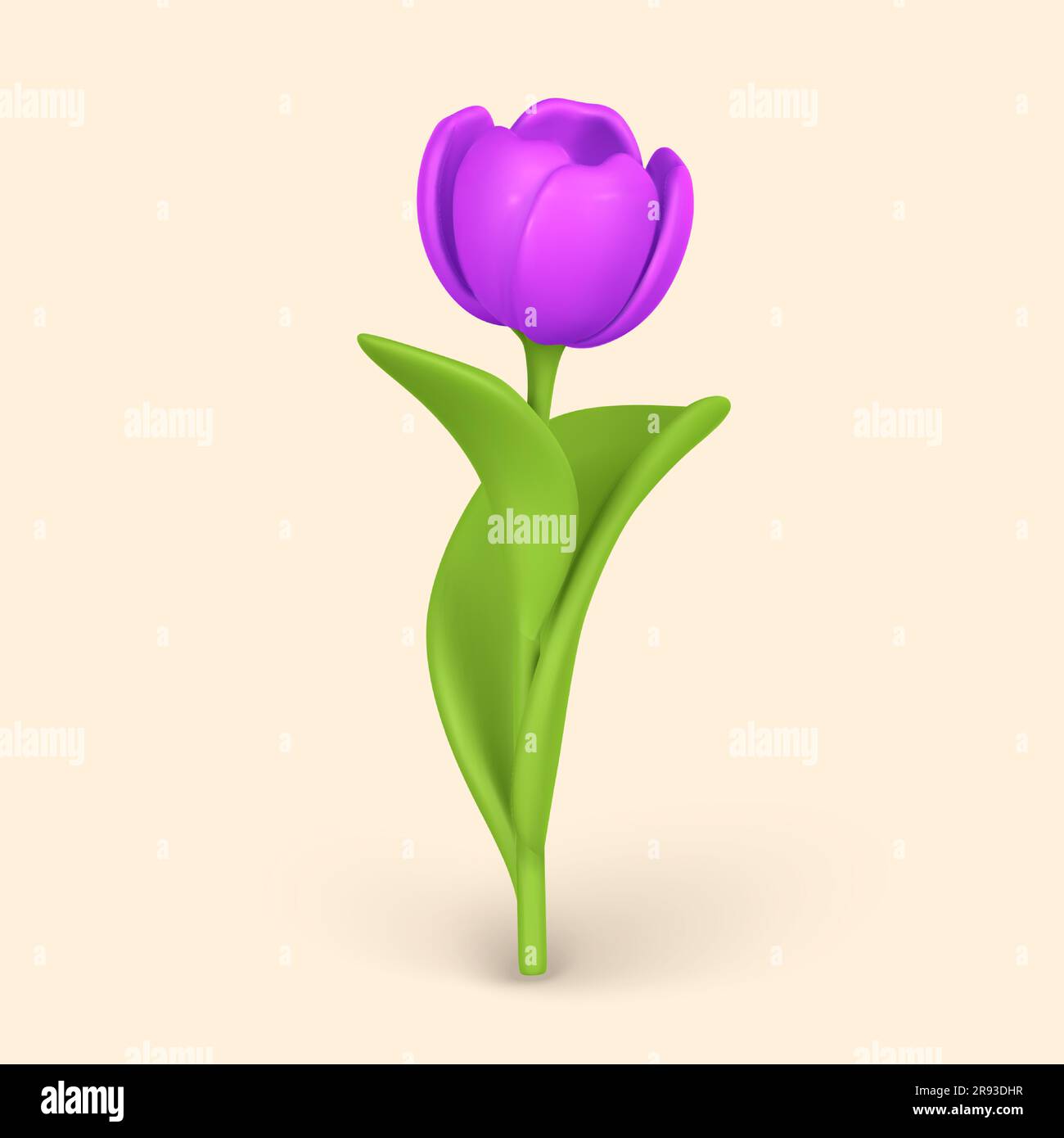 3D Cute colorful spring flower tulip in cartoon style for bouquet or ...