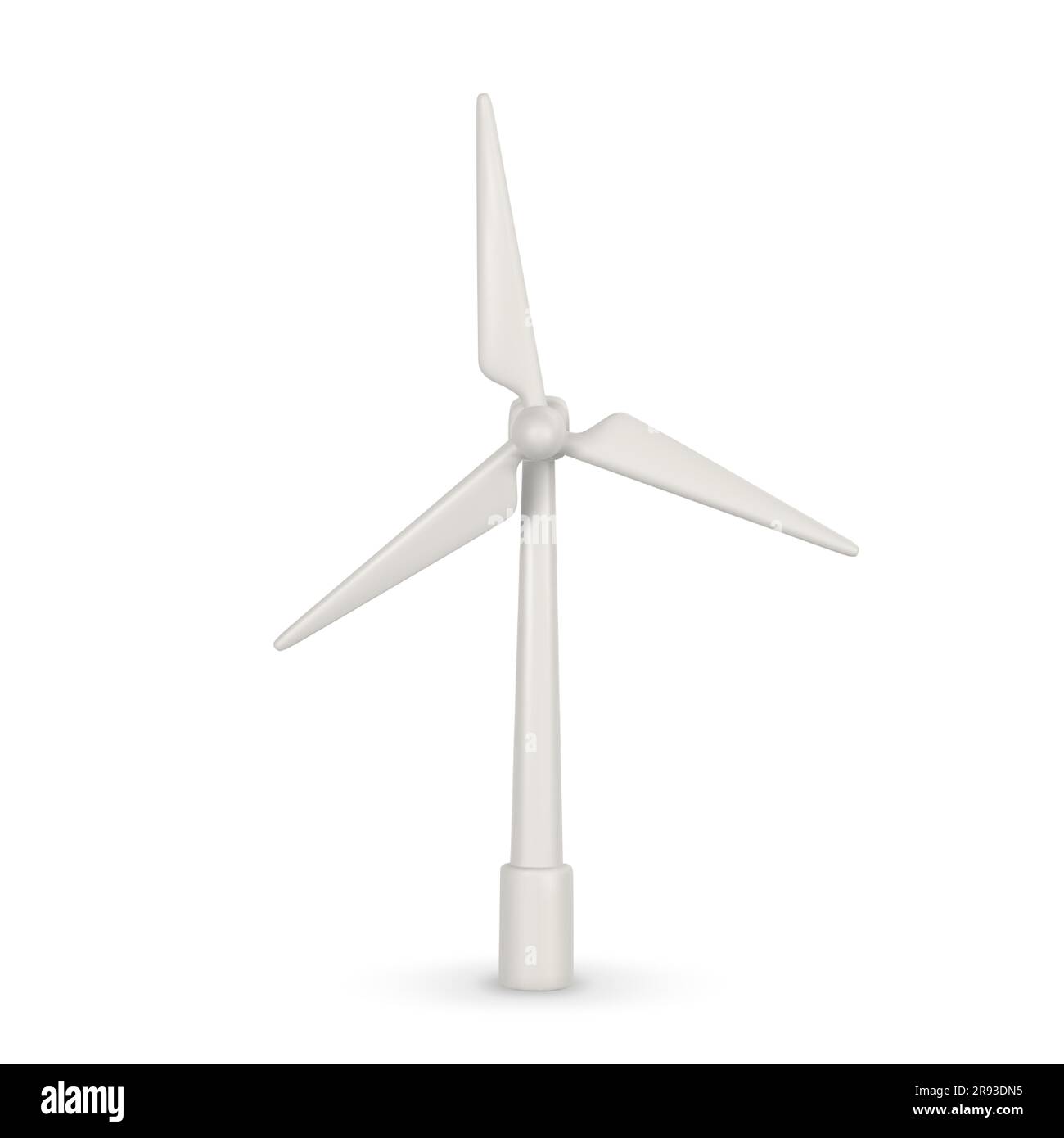 3d realistic wind turbine with shadow in cartoon style. Green and ...