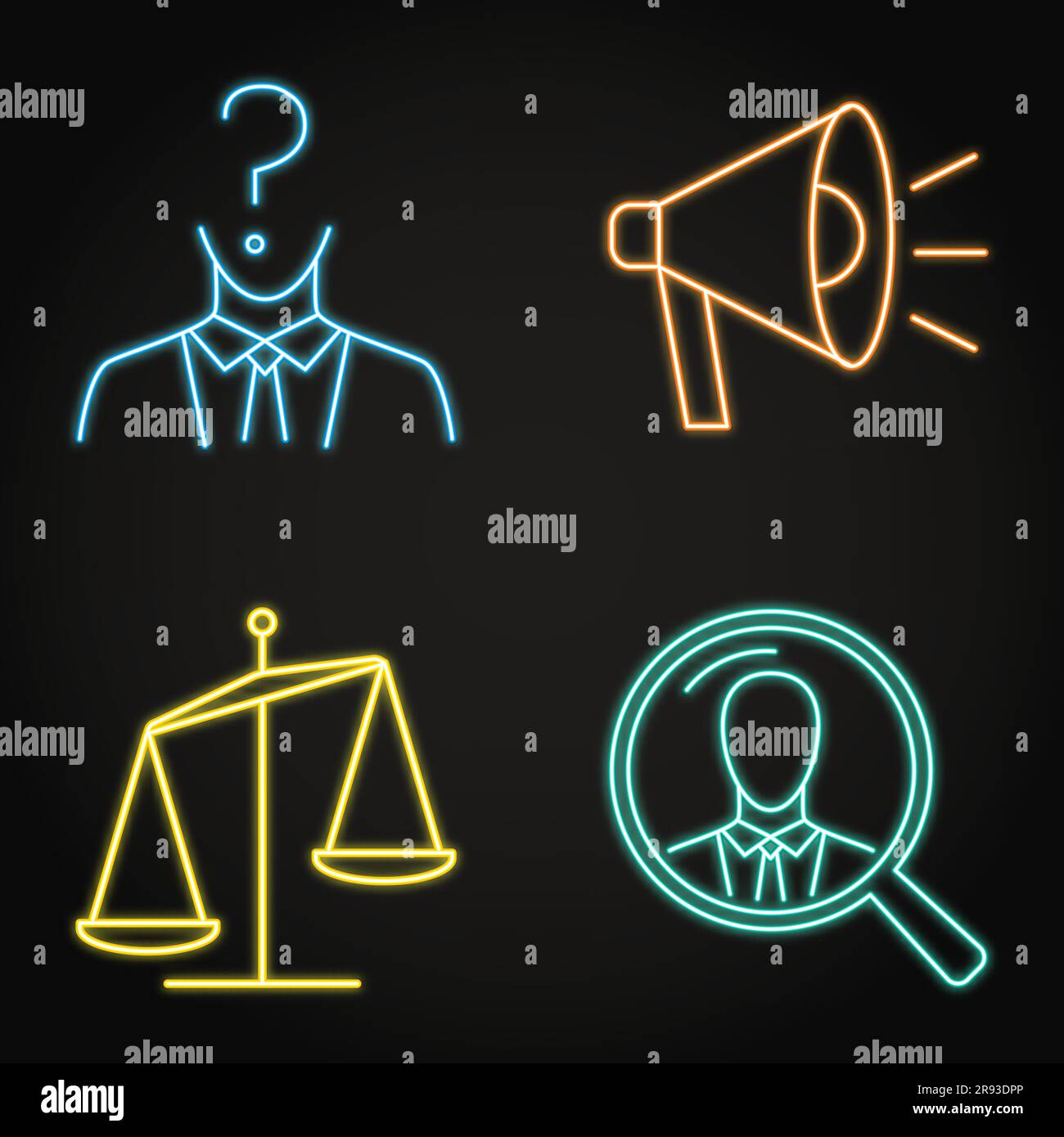 Political candidate neon icon set. Unknown person, candidate choice ...