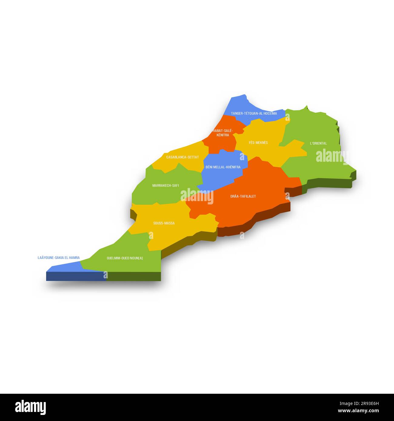 Morocco political map of administrative divisions - regions. Colorful ...