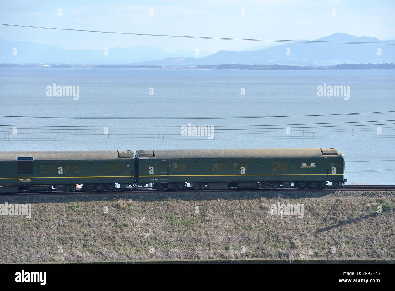 Express sleeper Twilight Express which runs along Lake Biwa Stock Photo ...