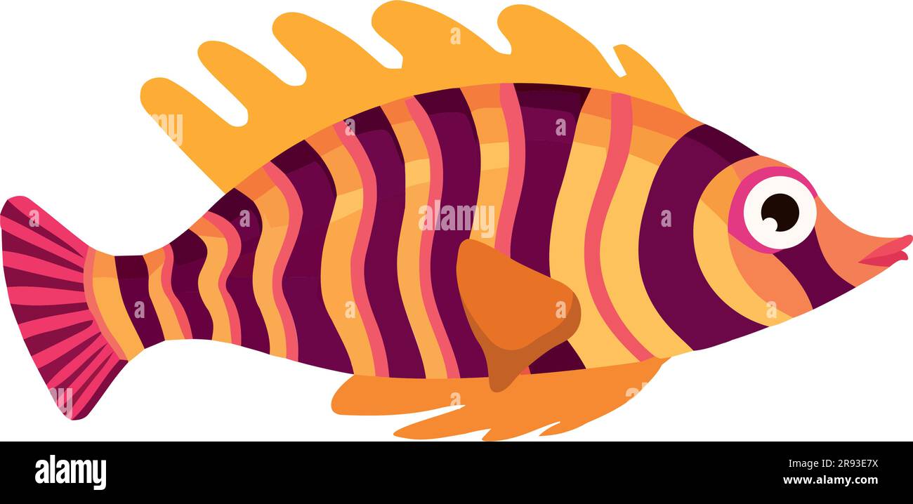 Cute cartoon striped fish animal icon Stock Vector Image & Art - Alamy