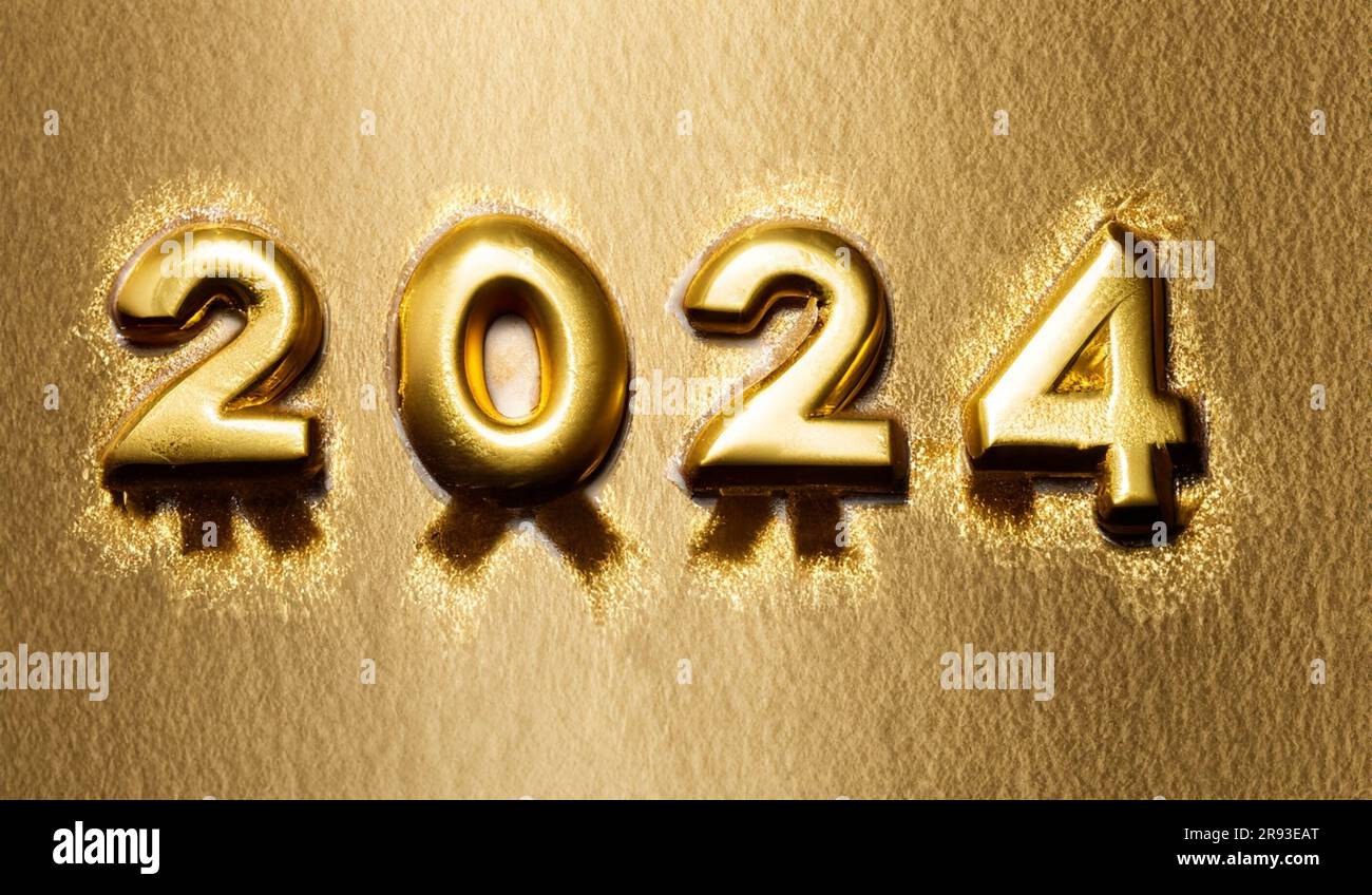 An illustration of a gold 2024 banner Stock Photo - Alamy