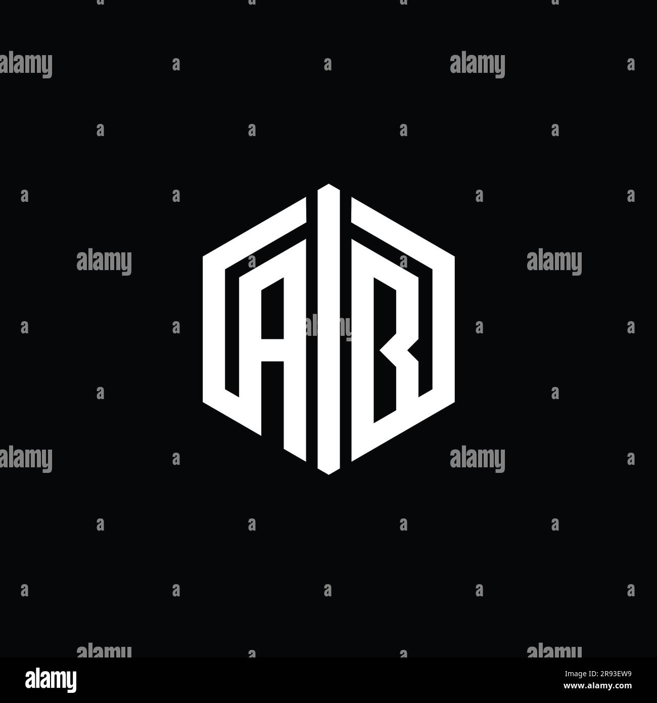 AB Letter Logo monogram hexagon shape with connect outline style design ...
