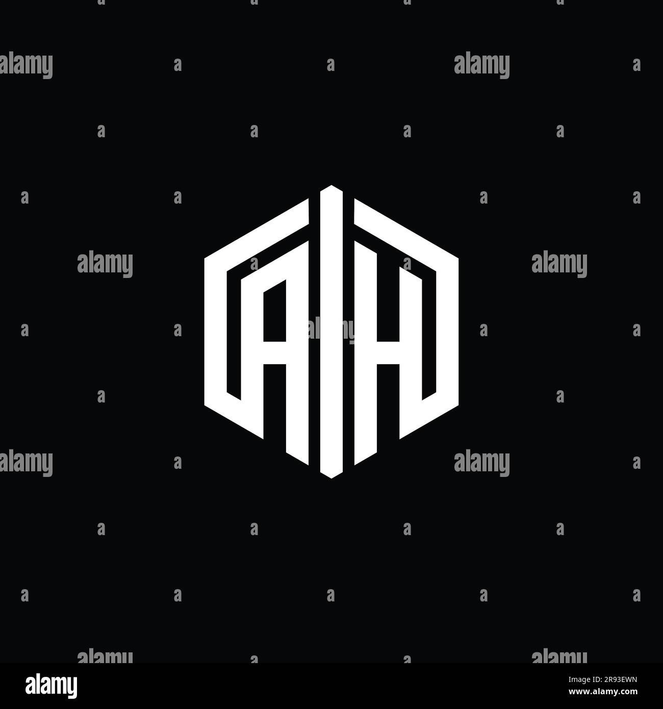 AH Letter Logo monogram hexagon shape with connect outline style design ...