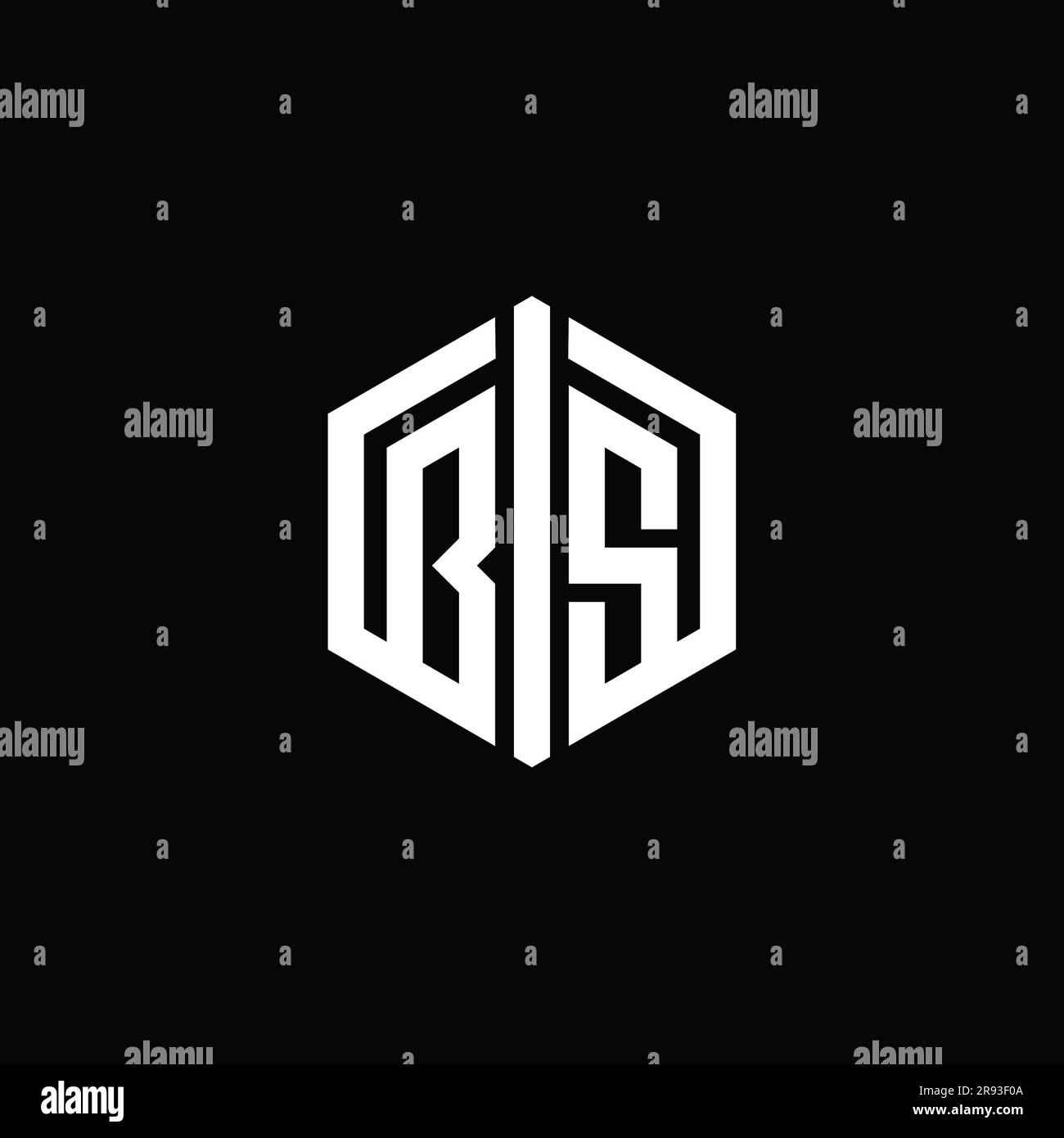 BS Letter Logo monogram hexagon shape with connect outline style design ...