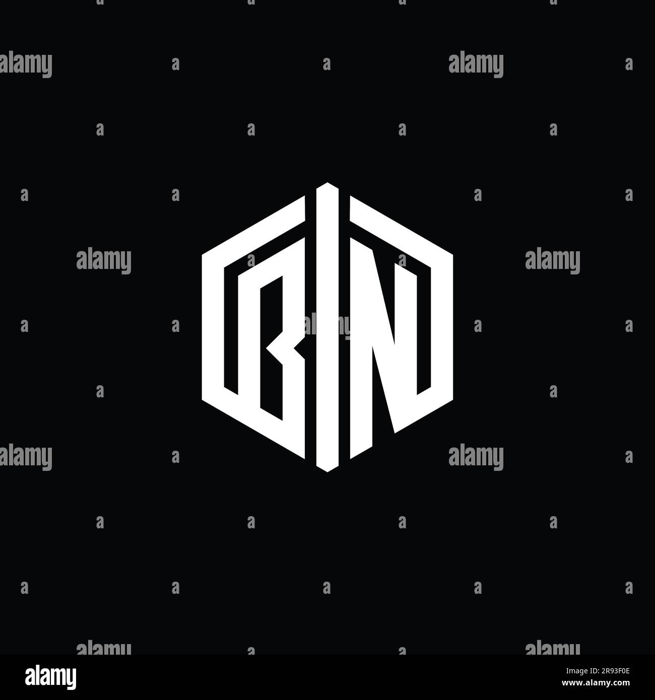 BN Letter Logo monogram hexagon shape with connect outline style design ...