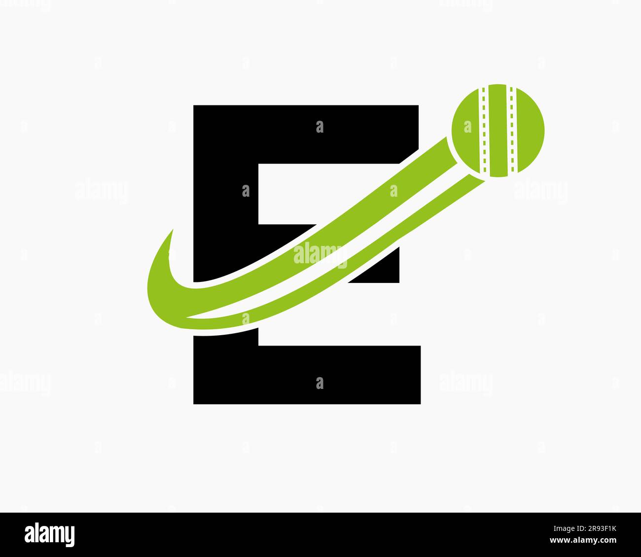 Initial Letter E Cricket Logo Concept With Moving Ball Icon For Cricket ...